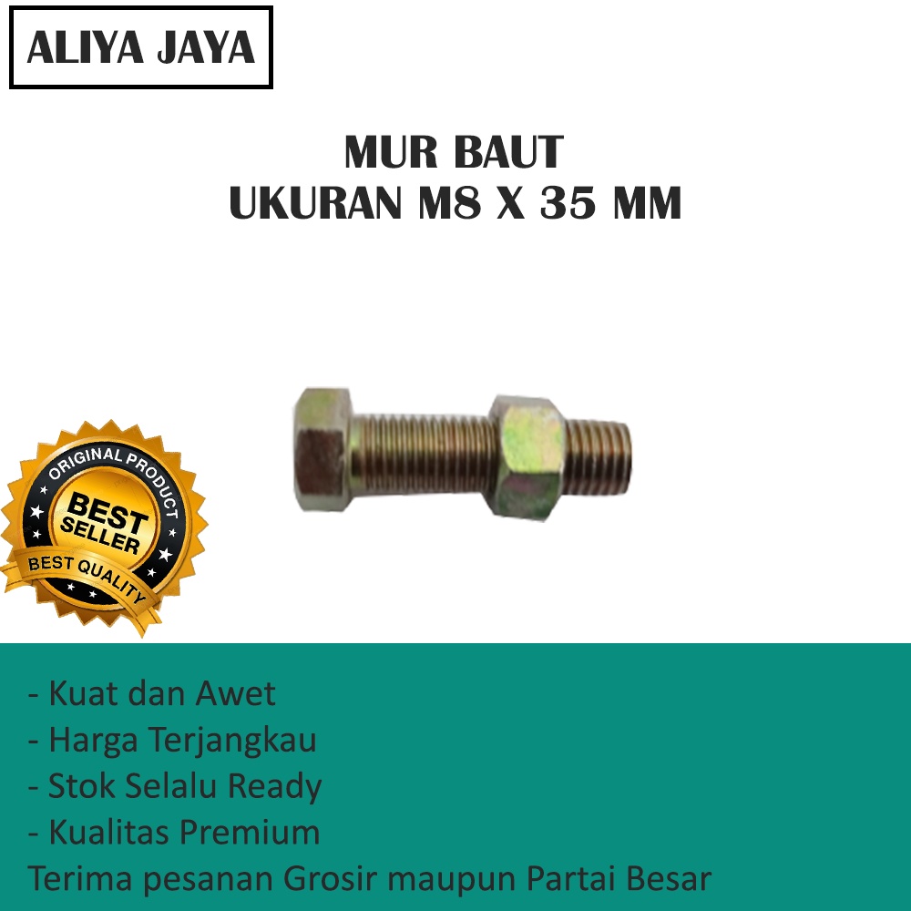 Jual MUR BAUT UKURAN M8 X 35 MM KNG MURAH (HARGA PER 10 PCS) | Shopee ...