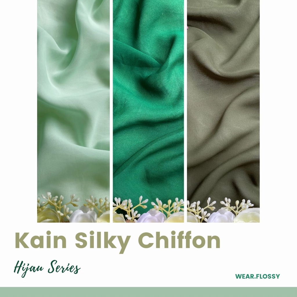 Jual Kain Silky Chiffon/Silky Sifon Color Hijau Series 1 meter (Lebar ...