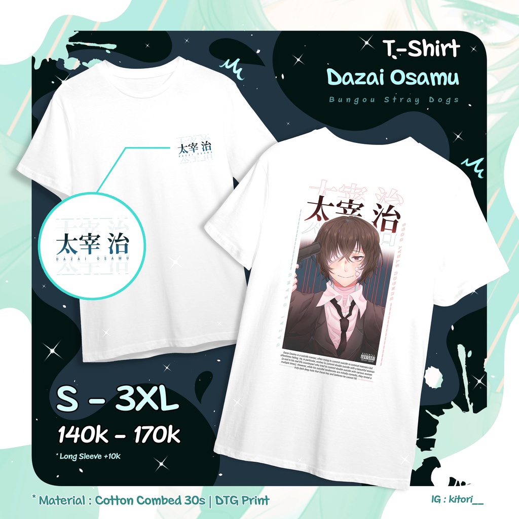 Jual KITORI | T-shirt Fan Merch 20s | Bungou Stray Dogs (Dazai Osamu ...
