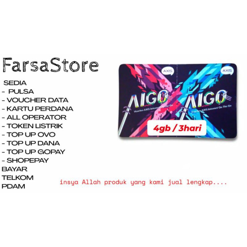 Jual VOUCHER AXIS AIGO 4GB 3HARI ( BARU ) | Shopee Indonesia
