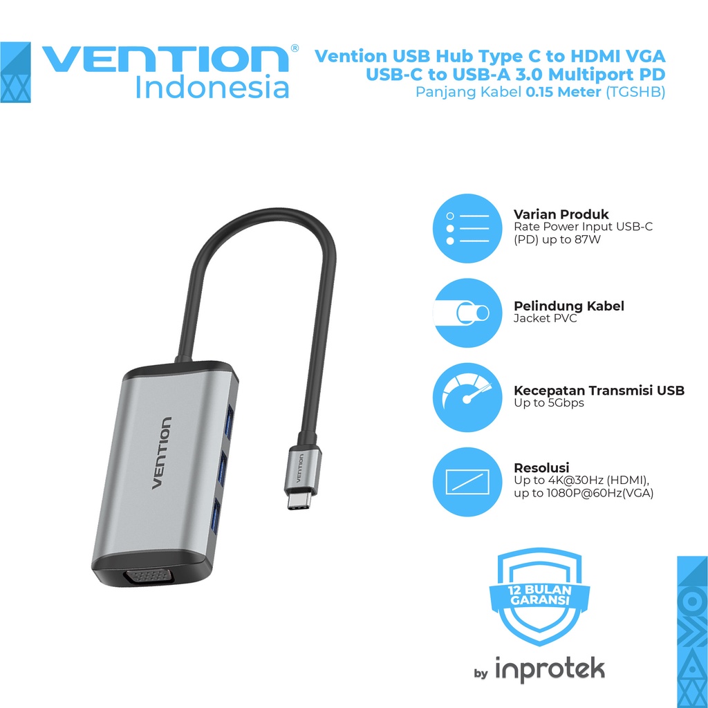 Jual Vention USB Hub Type C to HDMI VGA USB-C to USB-A 3.0 Multiport PD ... Jual Vention USB Hub Type C to HDMI VGA USB-C to USB-A 3.0 Multiport PD ...