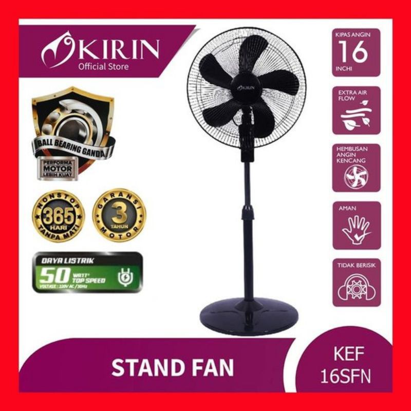 Jual KIPAS ANGIN KIRIN KEF 16 SFN STANDING STAND FAN BERDIRI 5 LIMA BALING 16 IN INCH " GARANSI ...