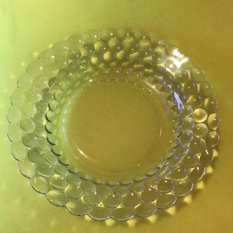 Jual Piring Kaca Bening Motif Polkadot/Piring Makan/Dine Plate/Piring ...