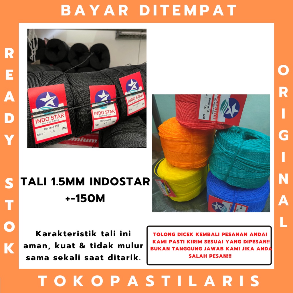 Jual Tali Tambang Plastik PE 1.5mm INDOSTAR (1 ROLL) | Shopee Indonesia