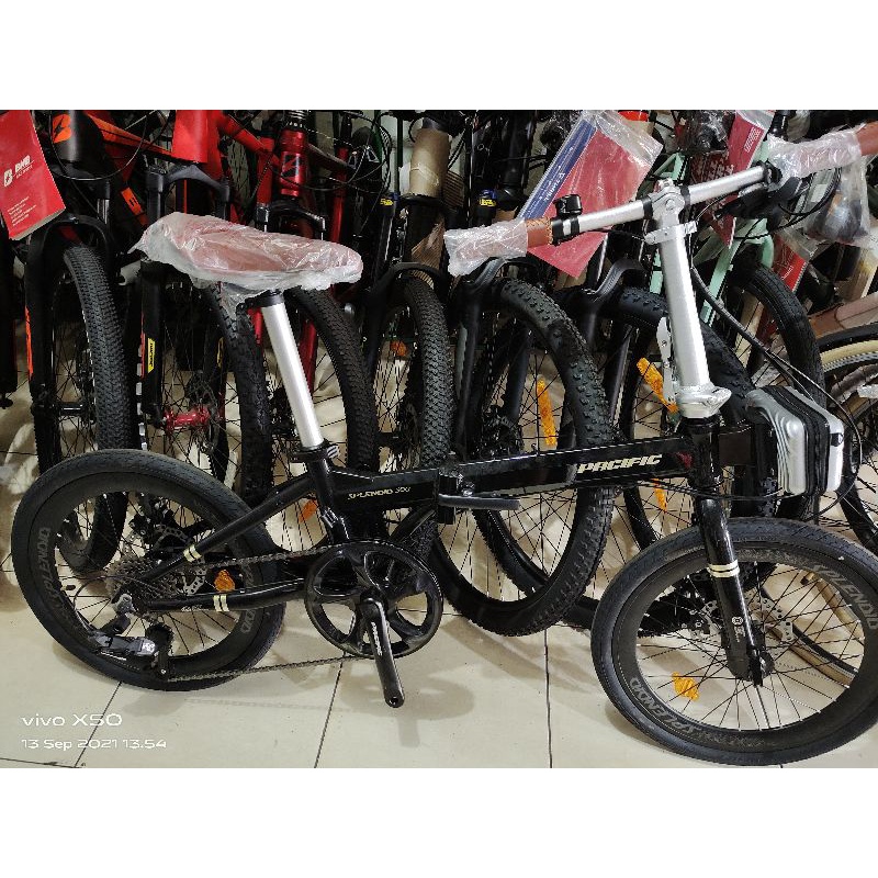 Jual sepeda lipat ukuran 20in merk pacific spendid 300 speed 9 black ...