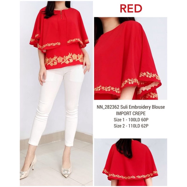 Jual Atasan blus bordir wanita merah natal & imlek (16 MODEL) | Shopee ...