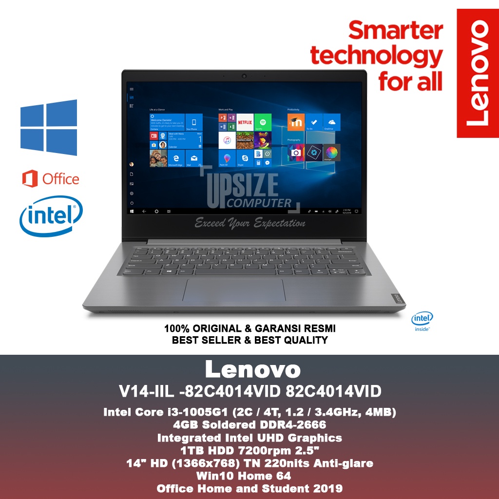 Jual Lenovo V14 IIL i3-1005G1/82C4014VID/1Tb HDD 4 GB/UMA/W10+OHS/Grey | Shopee Indonesia