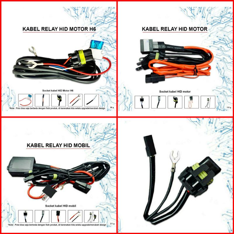 Jual Kabel Relay Set Hi-loo Lampu HID Biled H4 H6 | Shopee Indonesia
