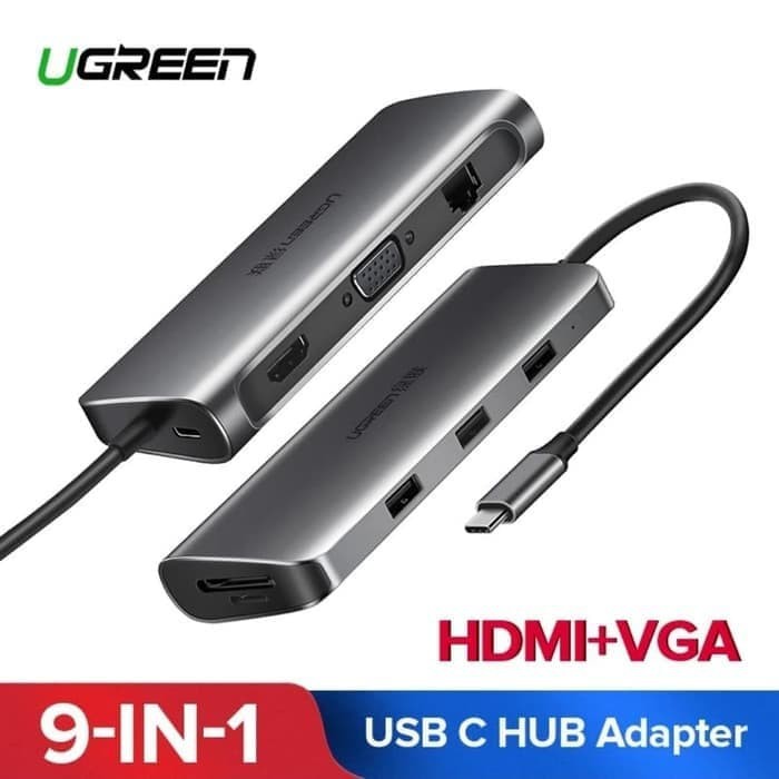 Jual Ugreen USB-C Multifunction Adapter 9in1 support PD charger 15cm ...
