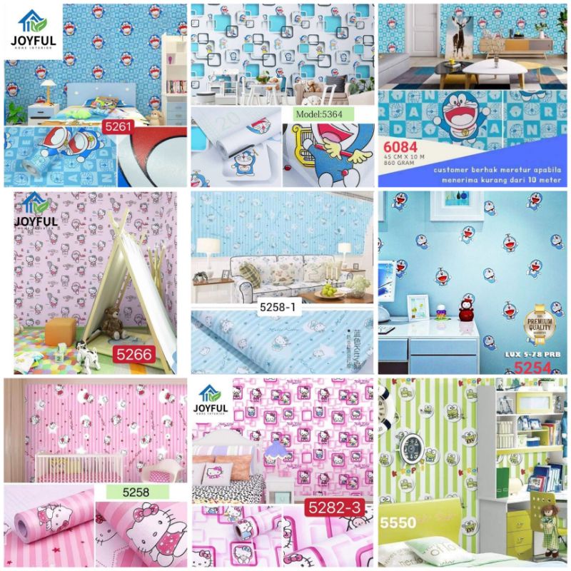 Jual Wallpaper Sticker Dinding 45cm x 10m High Quality Hello kitty Doraemon Keroppi Free Packing ...