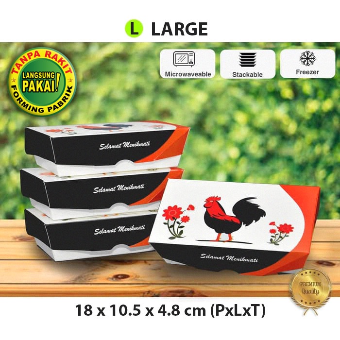 Jual Lunch Box Paper Motif Ayam | Kemasan Kotak Makanan Kertas - Large ...