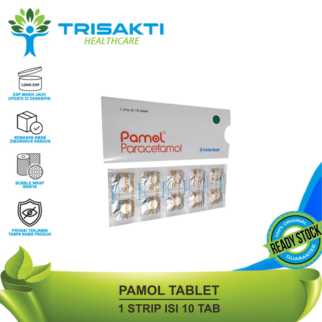 Jual PAMOL TABLET 1 STRIP ISI 10 TAB - PENURUN DEMAM , SAKIT KEPALA ...