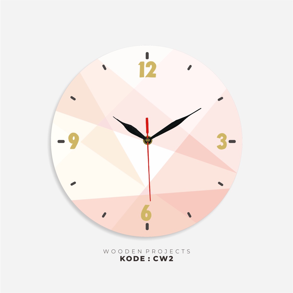 Jual Wooden Projects Jam dinding scandinavian motif trigonal warna pink ...