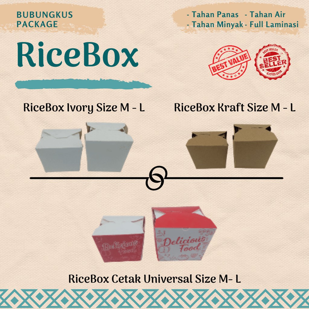 Jual RICEBOX 50pcs / FOODPAIL / RICE BOX / FOOD PAIL / RICEBOX KRAFT ...