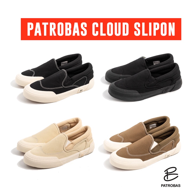 Jual Patrobas Cloud Slip On Black White All Black Olive Beige | Shopee ...