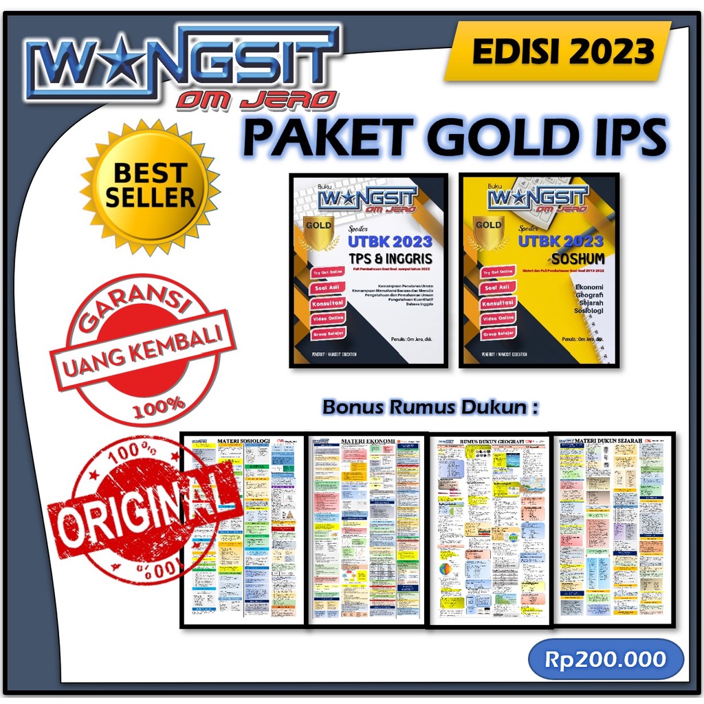 Jual (Paket GOLD IPS) (2023) (ORI) Buku Wangsit Om Jero SNBT 2023 ...