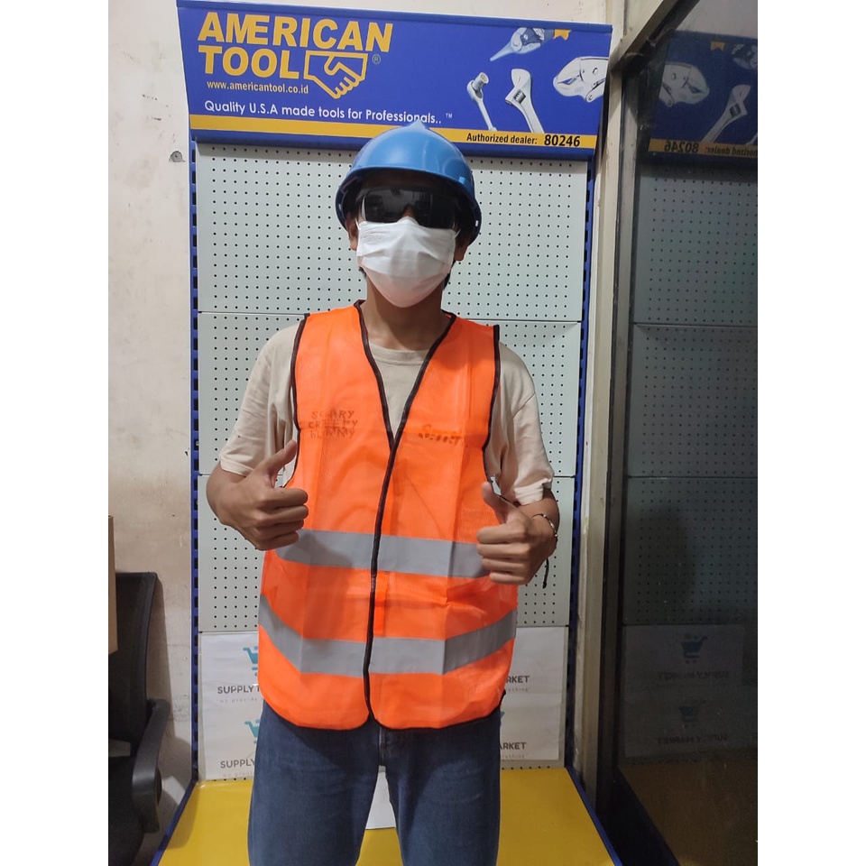 Jual ROMPI SAFETY ROMPI PROYEK POLYESTER 2 LINE BASIC ORANGE HIJAU ...