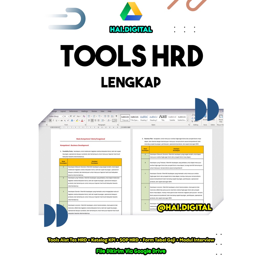Jual Termurah Tools Alat Tes HRD + Katalog KPI + SOP HRD + Form Tabel ...