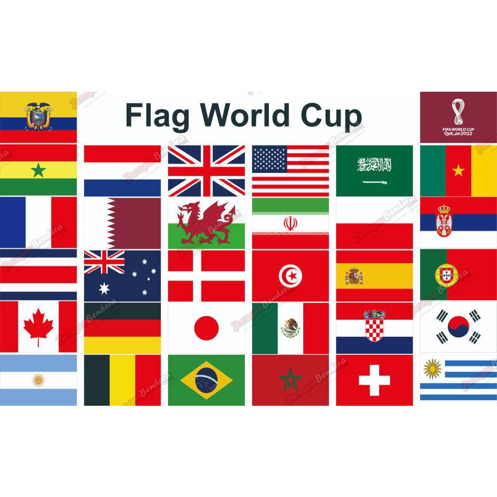 Jual 32 Bendera Negara Peserta Piala Dunia 2022 Ukuran 90x135cm ...
