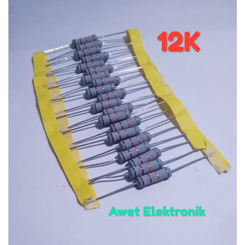 Jual resistor 12k ohm 2 watt resistor 12k 2w resistor 12K 2W | Shopee ...