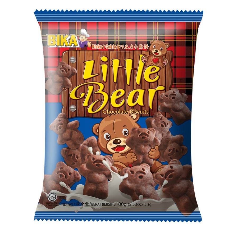 Jual Bika Little Bear Biscuits Chocolate Teddy Biscuit / Milk Biskuit ...