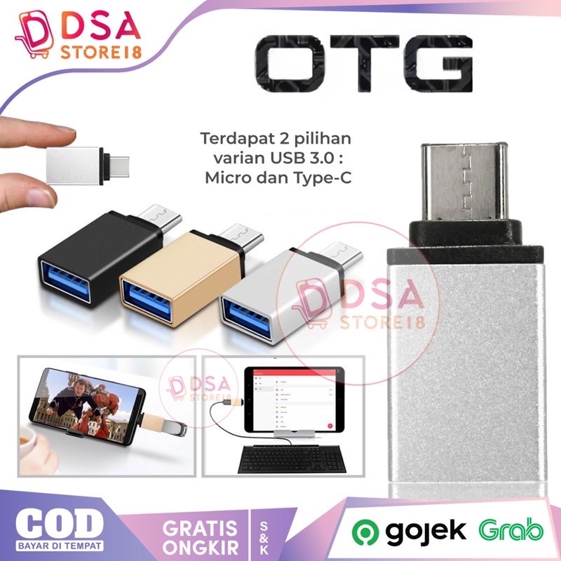 Jual Sambungan Converter MICRO USB TO USB PORT / USB TO TYPE C - OTG ...