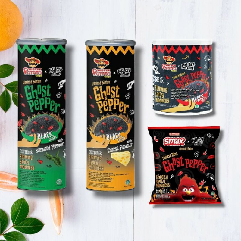 Jual Mister Potato Ghost Pepper black crisps limited edition / keripik ...