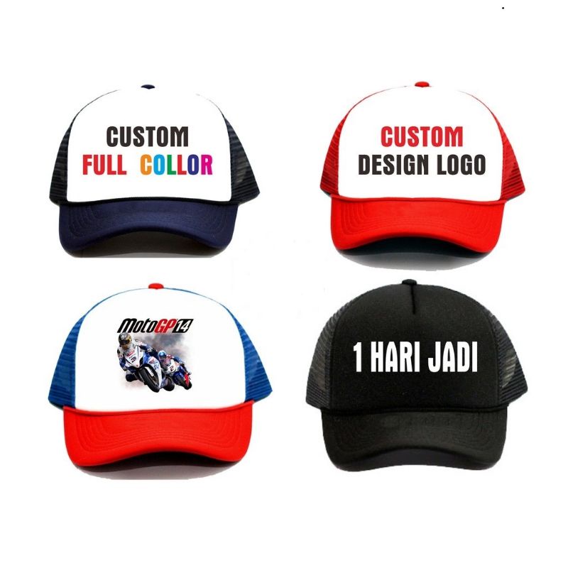 TOPI CUSTOM SABLON DTF PLASTISOL DIGITAL POLYFLEX TULISAN NAMA GAMBAR ...