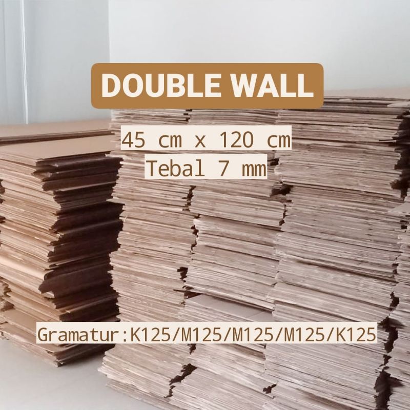 Jual kardus lembaran double wall 45 x 120 cm, tebal 7mm, karton sheet ...