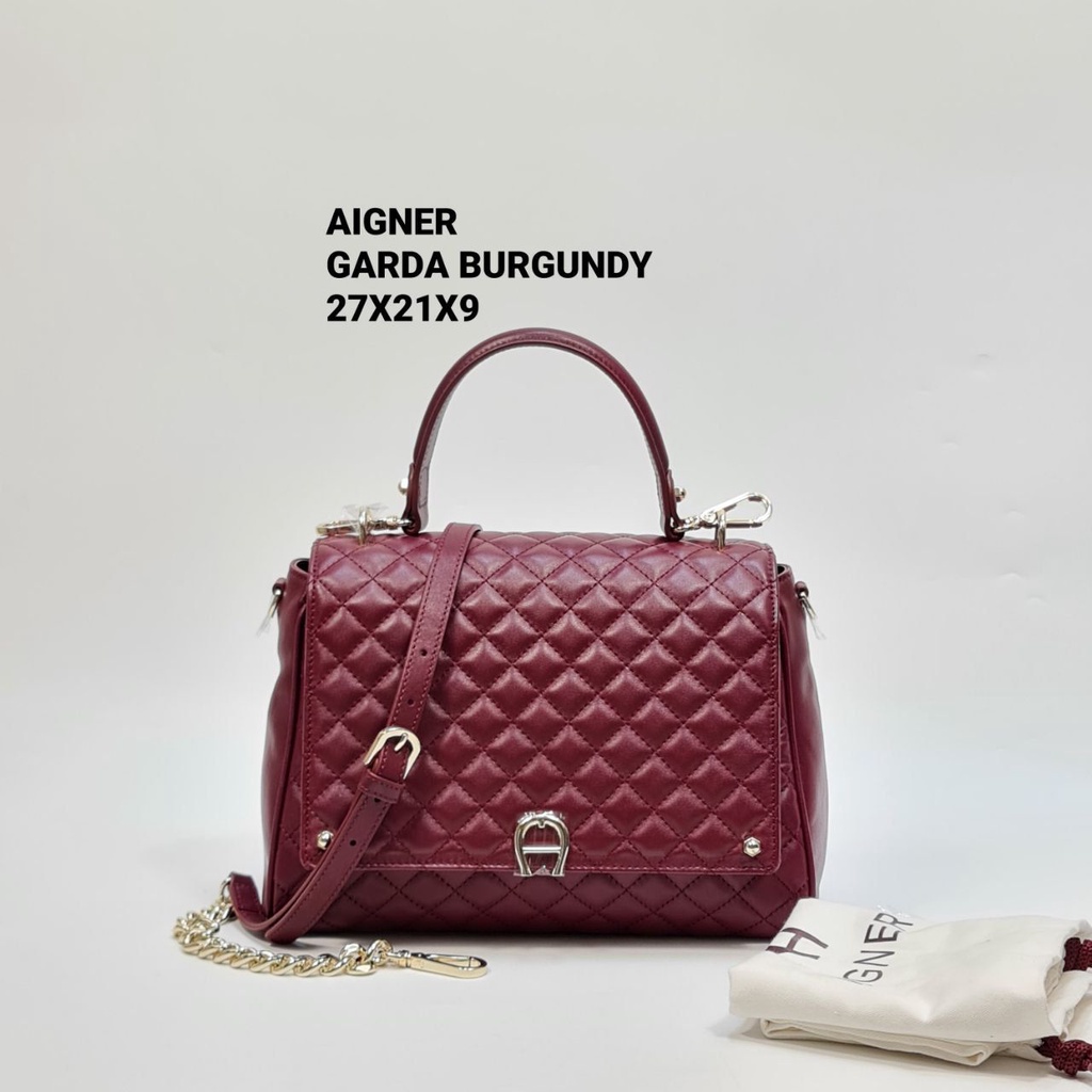 Jual Tas Aigner Garda Burgundy New Original | Shopee Indonesia