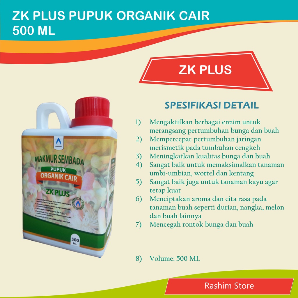 Jual Pupuk ZK Plus Pupuk Organik Cair POC 500 ML | Shopee Indonesia