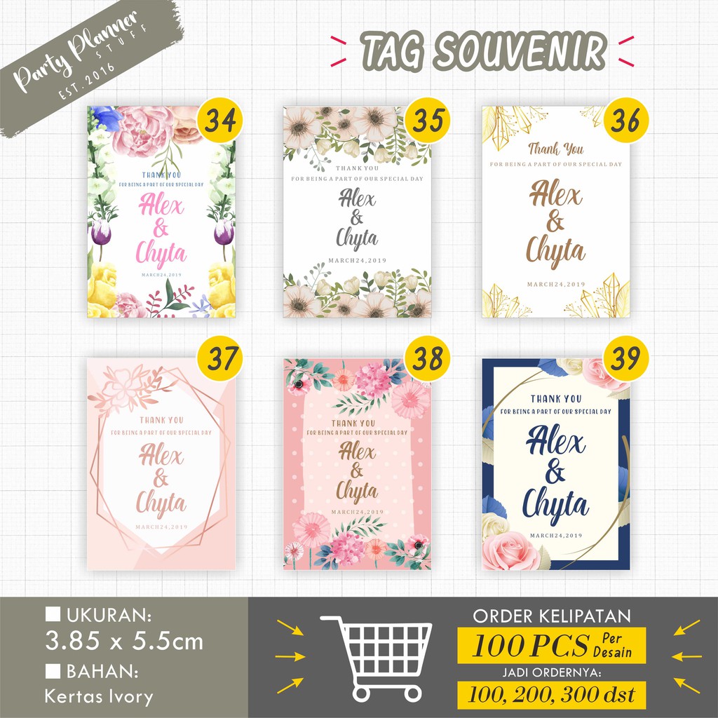 Jual Tag souvenir kupon kartu sovenir wedding kartu terima kasih thanks ...