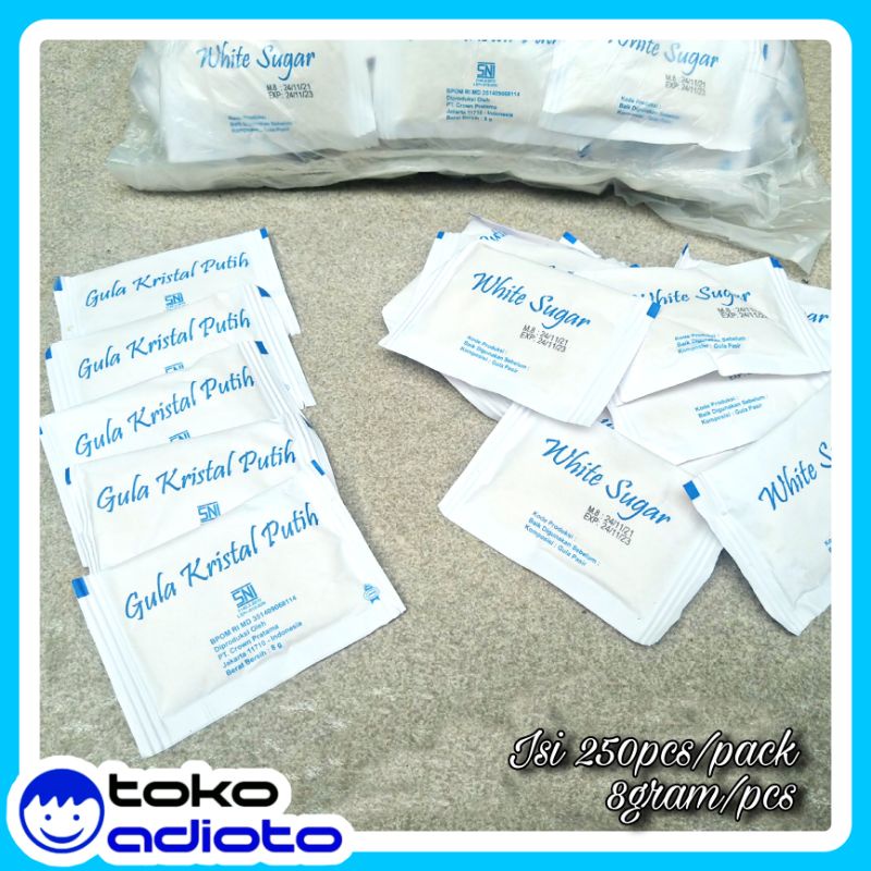Jual Gula Kristal Putih isi 250pcs / Gula Kemasan Kotak / White Sugar ...