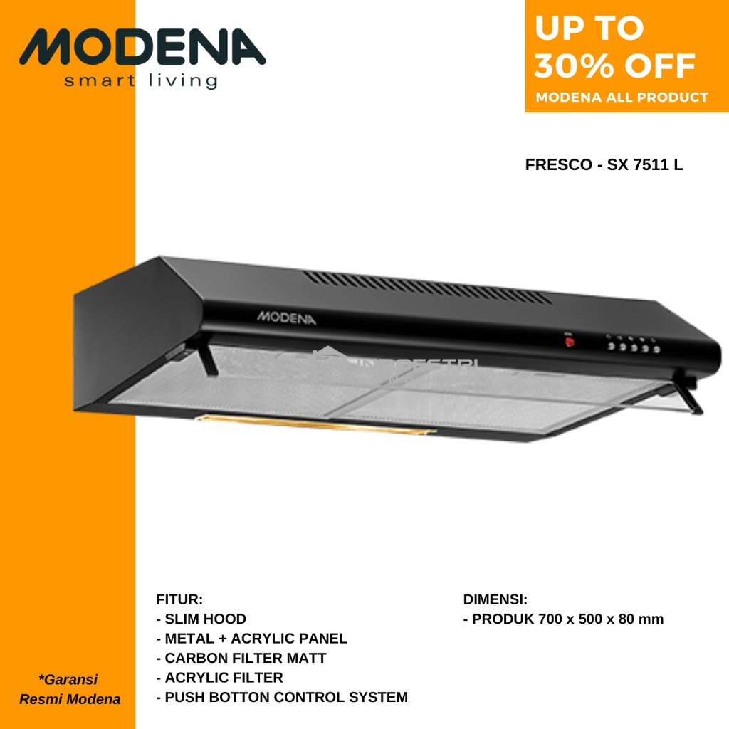 Jual Slim Hood Modena SX 7511 L / Cooker Hood Modena SX 7511 L Fresco ...