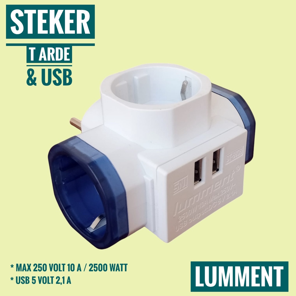 Jual STEKER T ARDE COLOKAN LISTRIK 3 LUBANG 2 USB PORT LUMMENT SNI TRAVEL TRAVELLING | Shopee ...