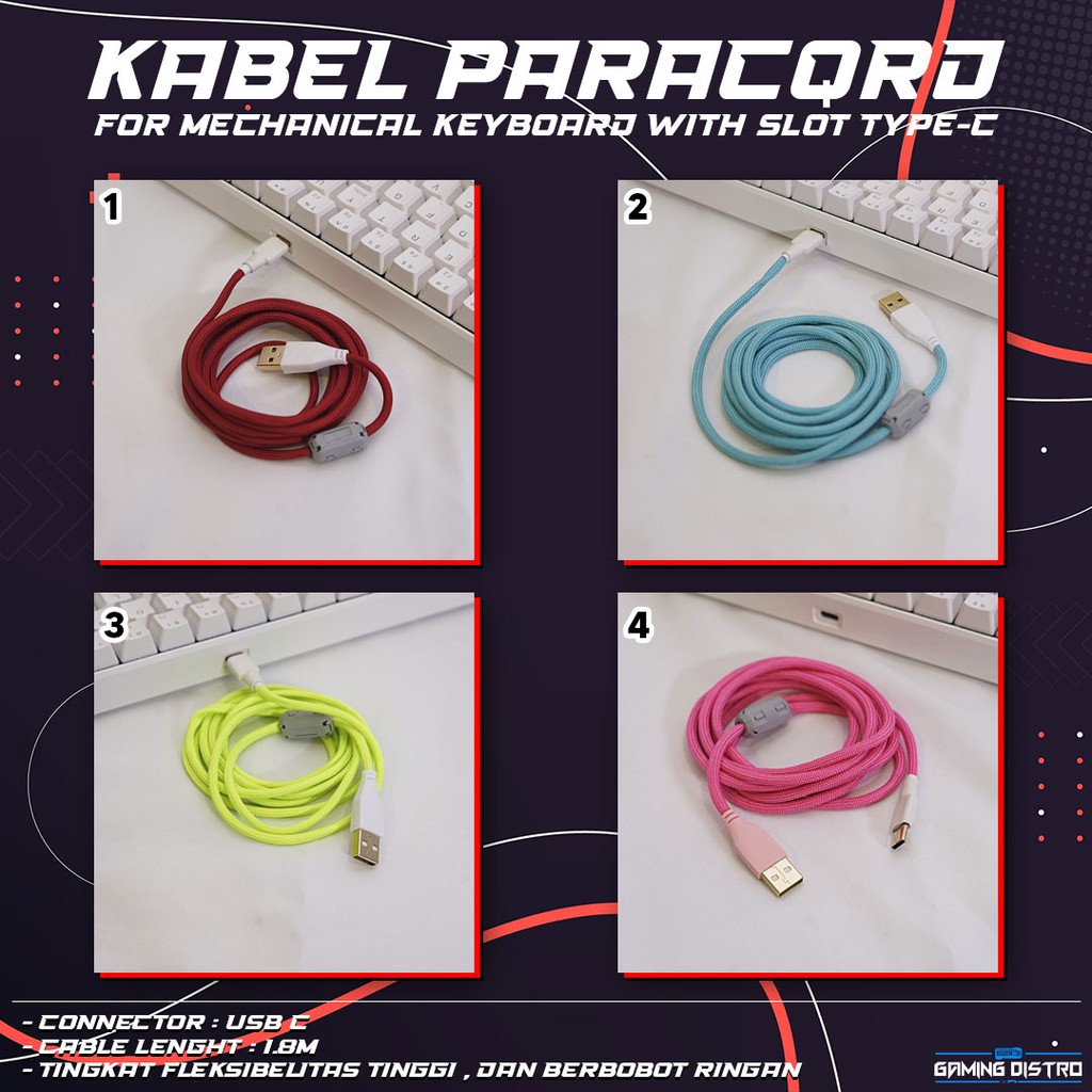 Kabel Detachable Paracord Type C - Untuk Keyboard Mechanical Dengan ...