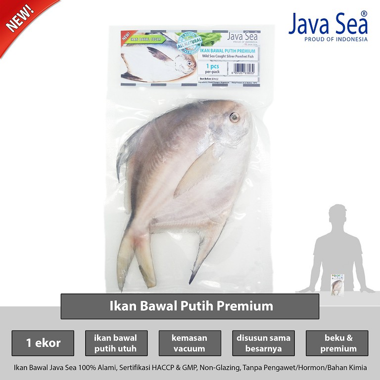 Jual JAVA SEA Ikan Bawal Putih Beku Utuh isi 1 ekor per pack 200gr | Shopee Indonesia