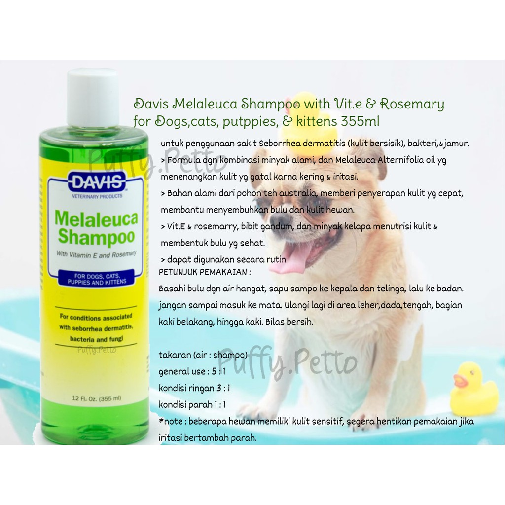 Jual davis melaleuca shampoo - sampo sakit kulit anjing kucing - 355ml ...