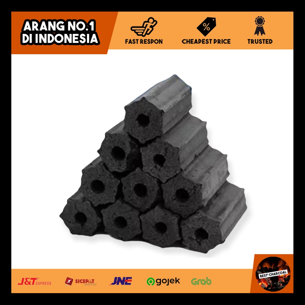 Jual Arang Briket Hexagonal Cube Batok Brongkol Kayu Premium BBQ Ekspor ...