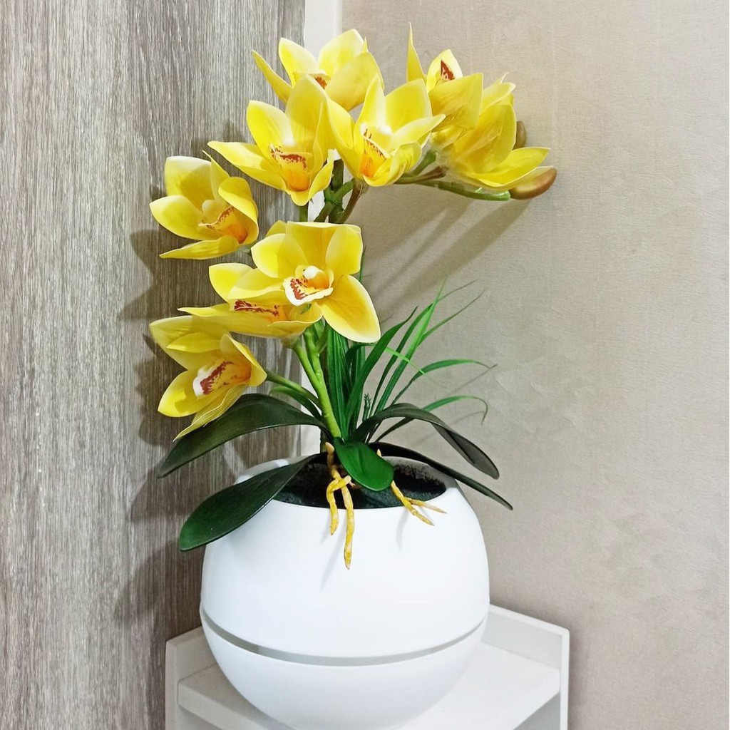 Jual Bunga Anggrek Latex Cattleya Artificial Kuning | Shopee Indonesia