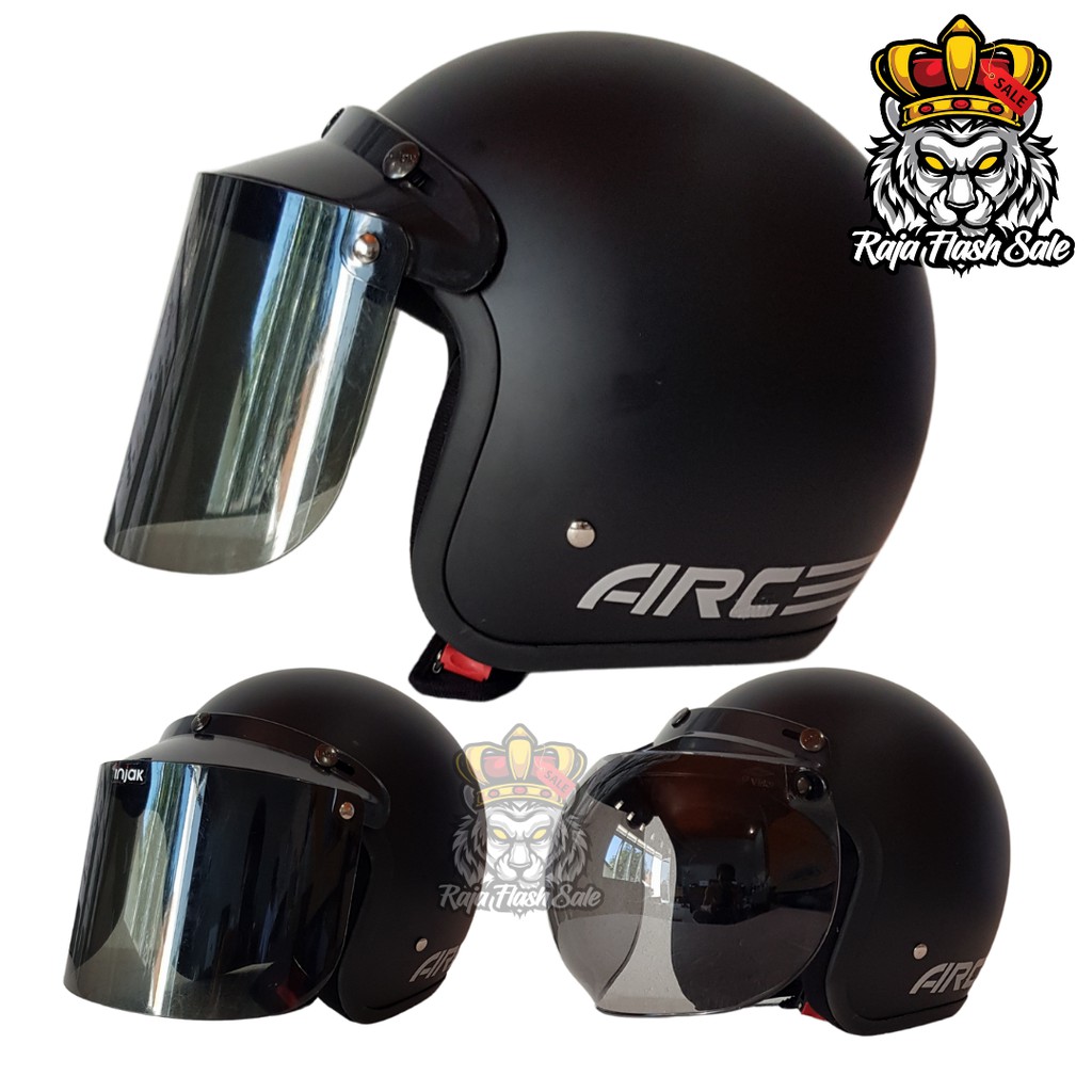 Jual HELM RETRO DEWASA ARC GARIS ORIGINAL KACA DATAR KACA CEMBUNG SNI ...