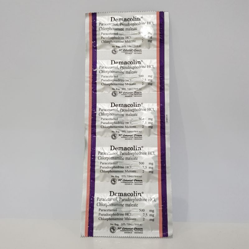Jual demacolin tablet tab 10's 10tablet 10tab 10 tab tablet obat demam ...