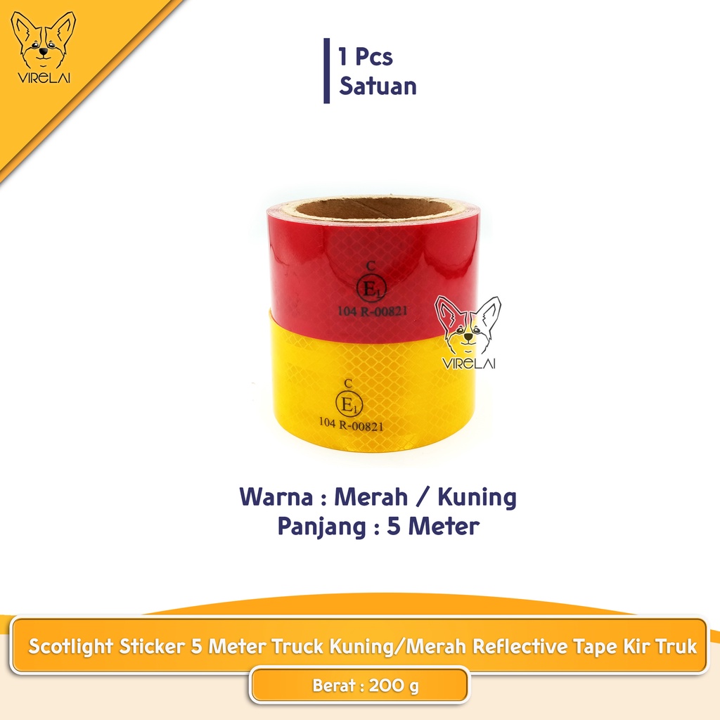 Jual Scotlight Sticker Stiker 5 Meter Truck Kuning/Merah Reflective ...