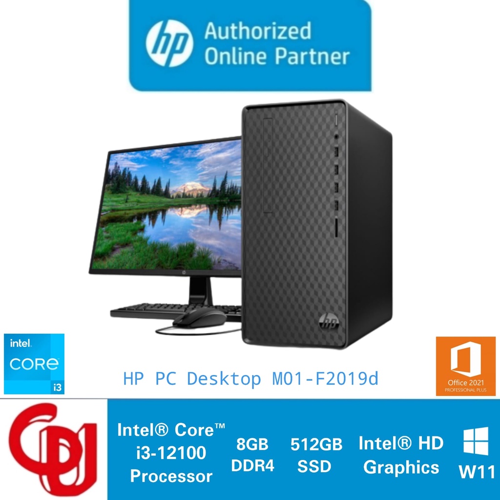 Jual HP PC Desktop M01-F2019d i3-12100 8GB 512GB SSD DVDRW 19.5" Win11+OHS | Shopee Indonesia