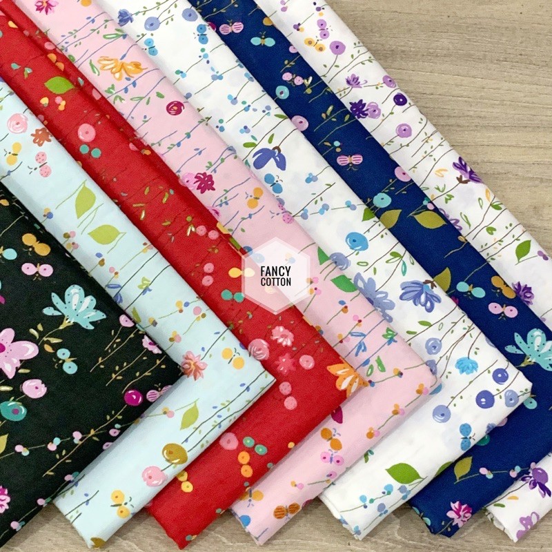 Jual kain katun jepang motif bunga fancy flowery D2312 (hrg 1/2 mtr ...