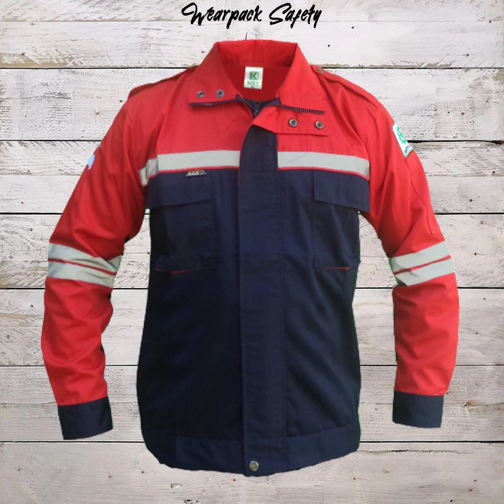 Jual Jaket Wearpack Safety Dongker Merah Atasan Wearpack Lengan Panjang ...