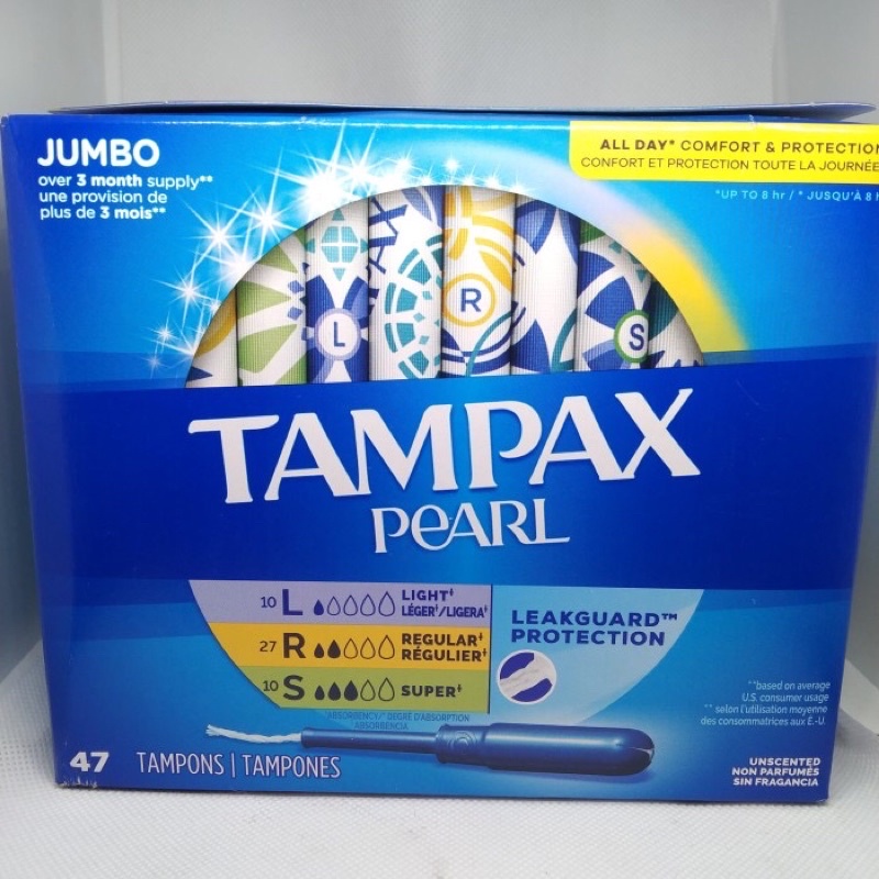 Jual Tampon Tampax Pearl Jumbo 47 pcs NON Parfumes Tampons | Shopee ...