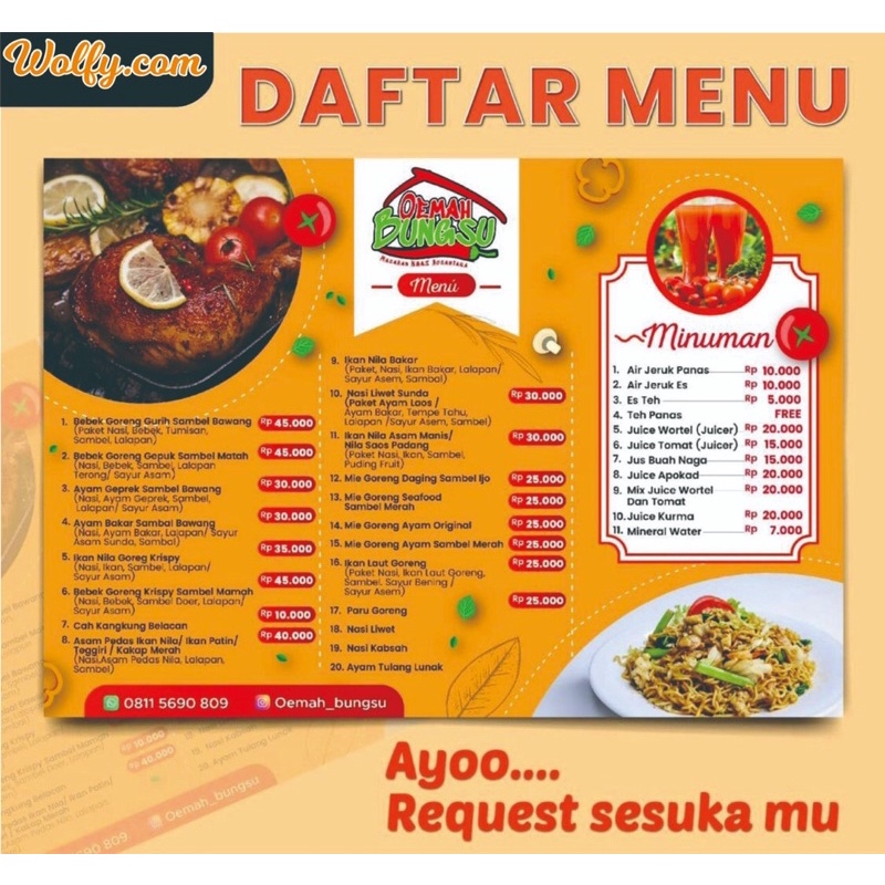 Jual Daftar Menu Ukuran A4 FREE DESAIN Indonesia|Shopee Indonesia