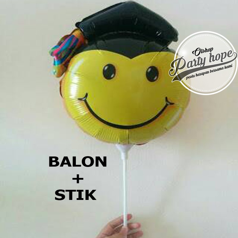 Jual Balon Stik Wisuda / Graduation Foil Stick / Balon Wisuda Smile ...