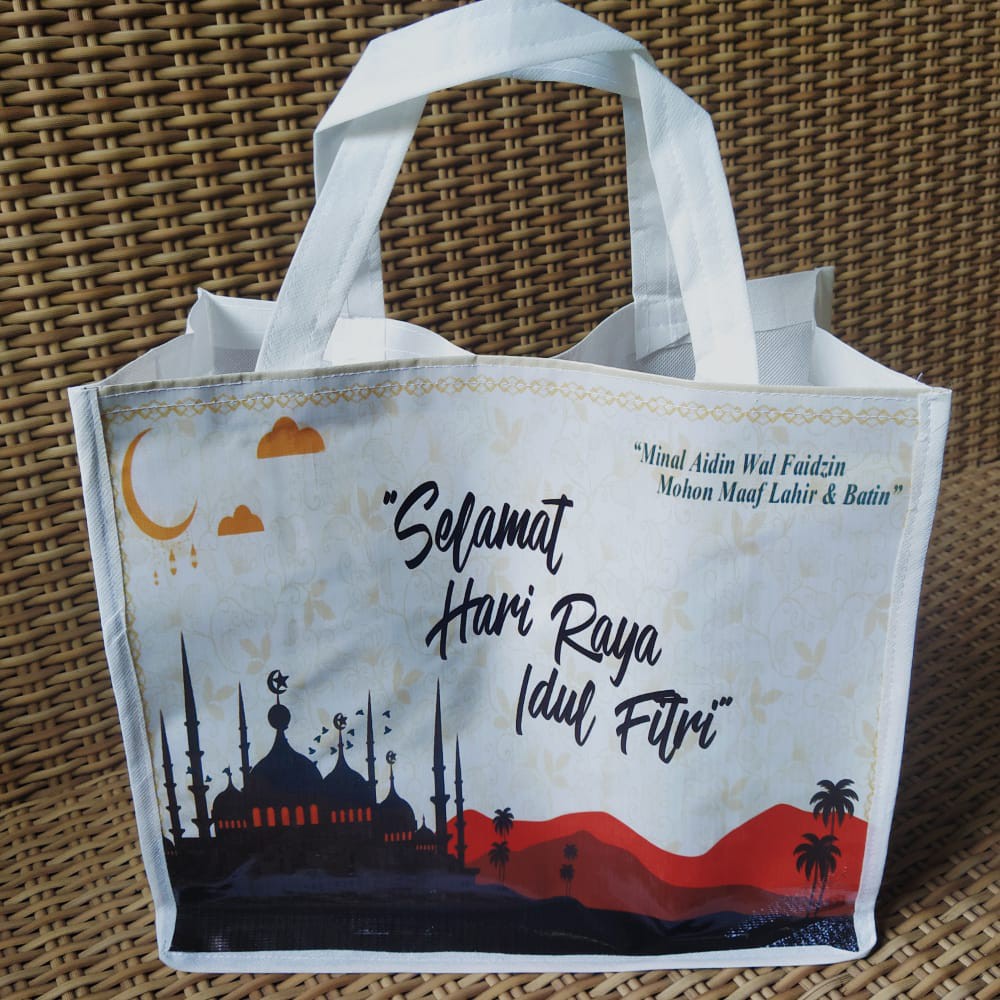 TAS SPUNBOND Full color Idul Fitri Goodie bag parcel Lebaran sembako ...